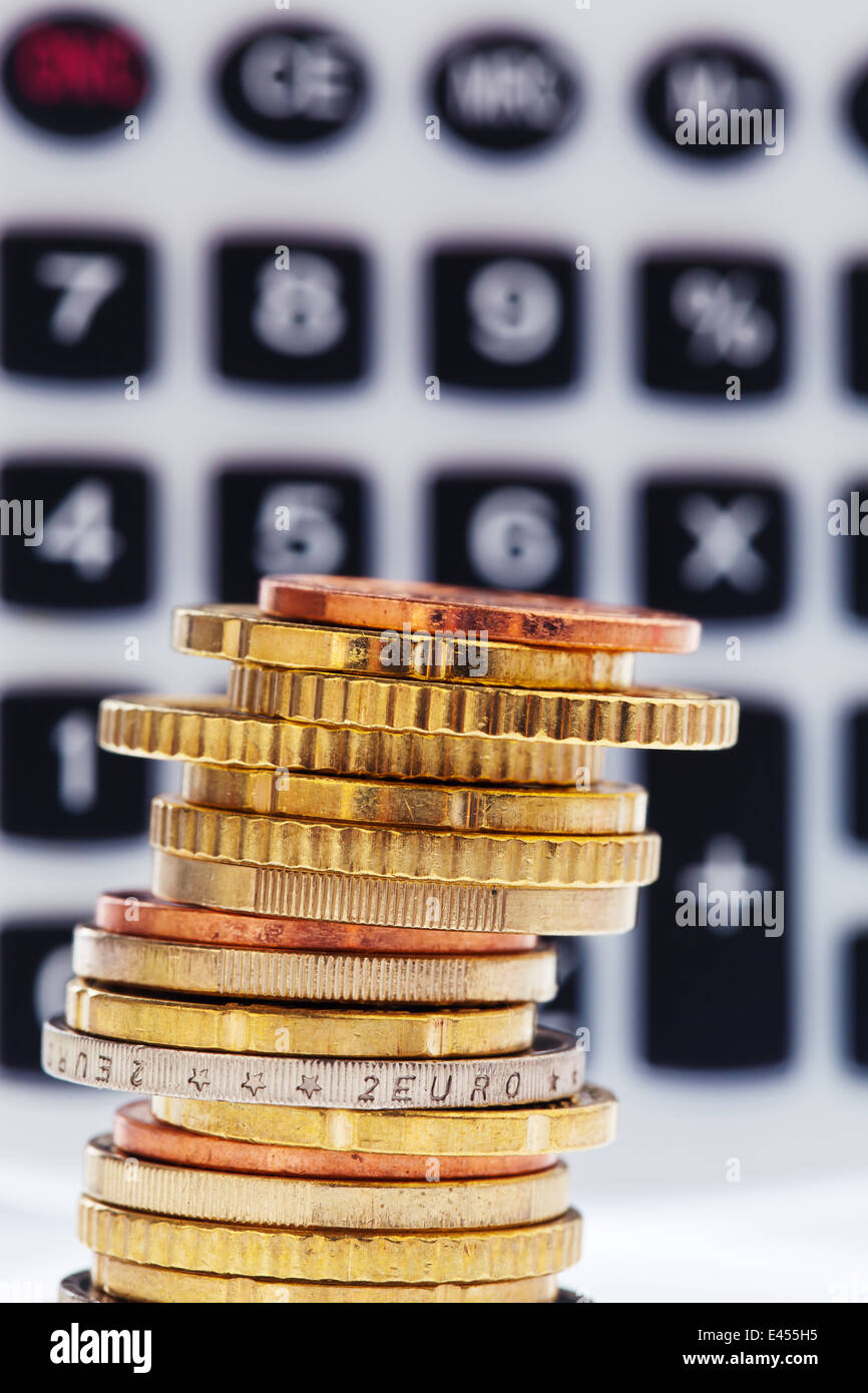 A stack of coins of euro cents. Isolated on white background Stock ...