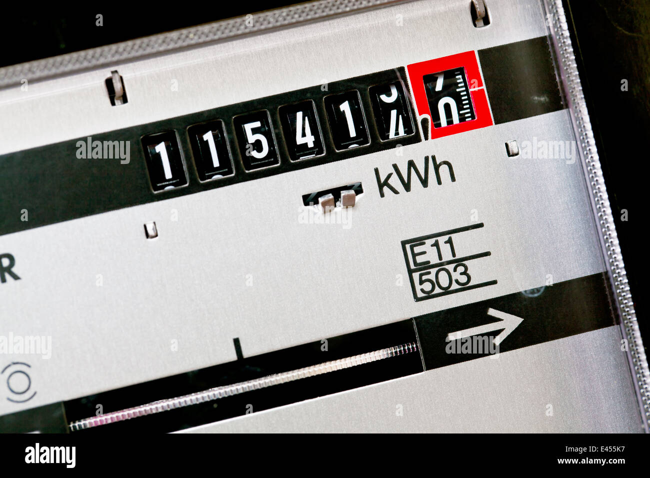An electricity meter in a household. Supply of electricity and energy ...