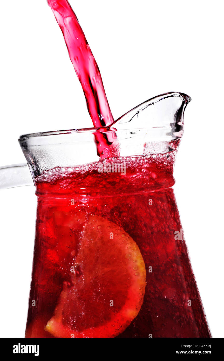 closeup of a pitcher with typical spanish sangria being filled Stock ...