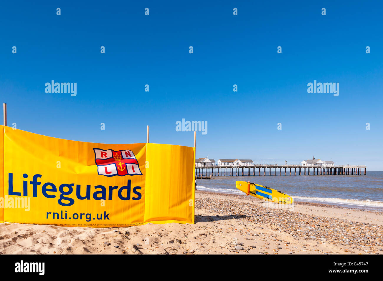 Lifeguards equipment and Southwold Pier in Southwold , Suffolk ...