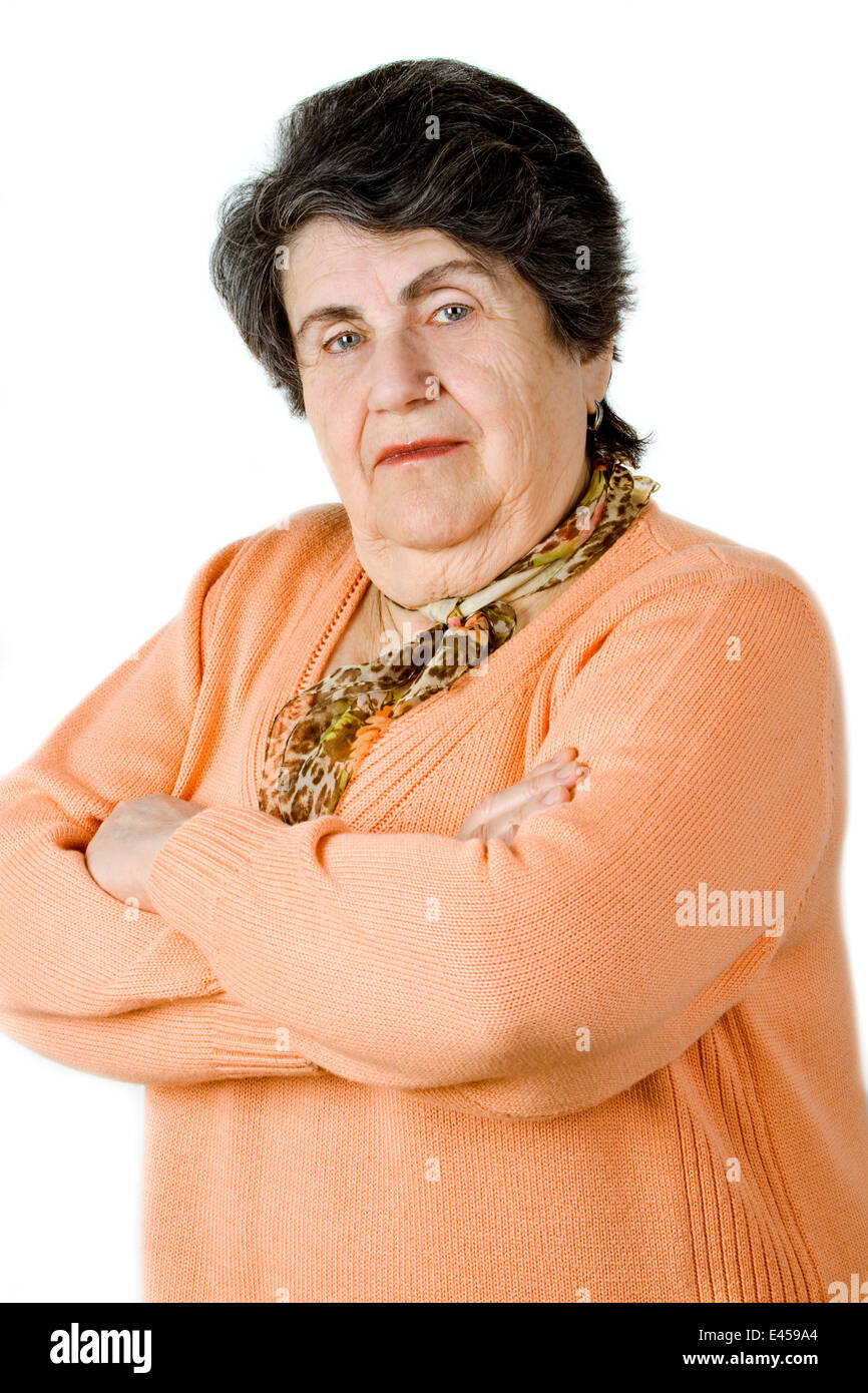 senior lady portrait on white background Stock Photo - Alamy