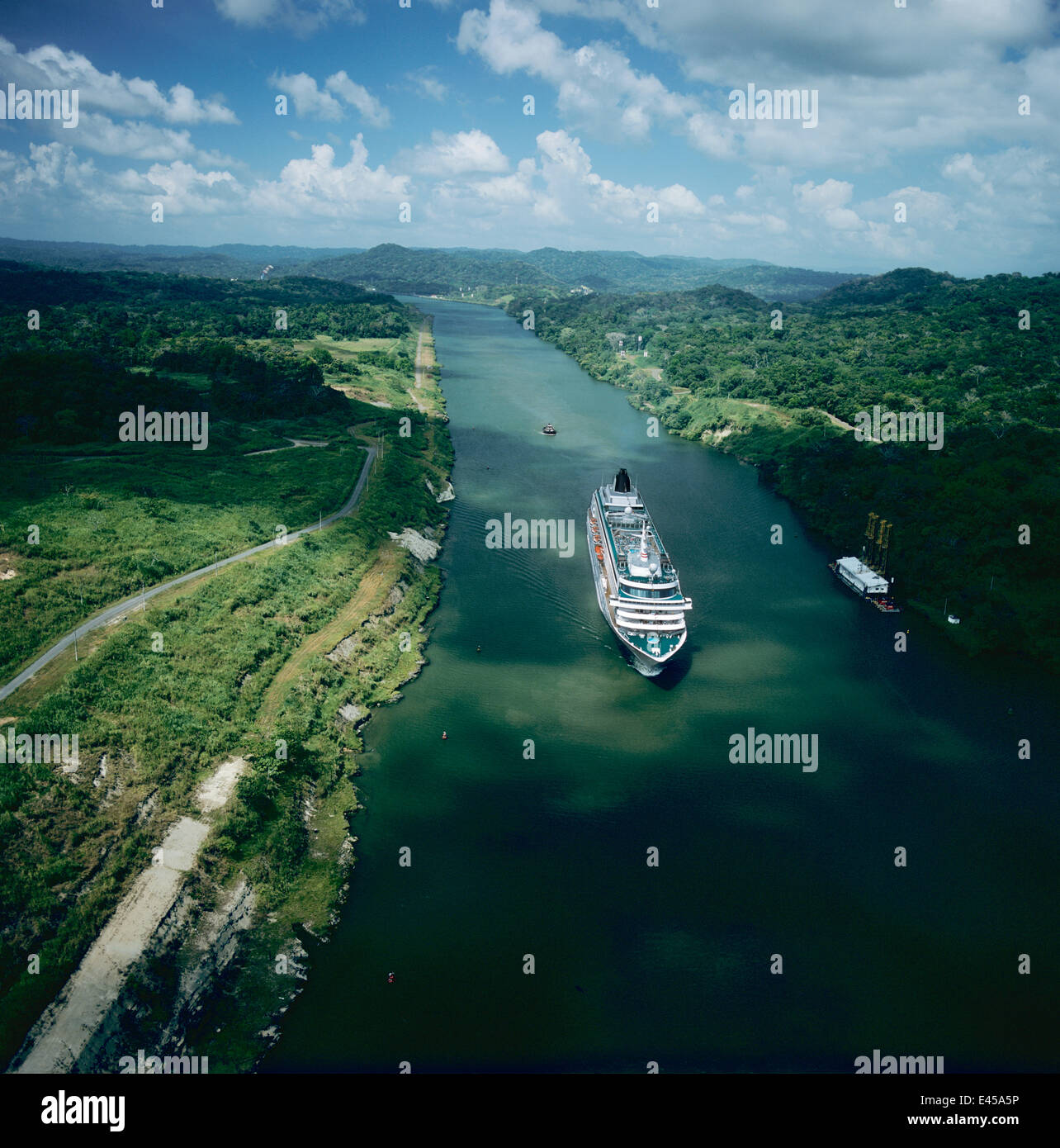 Aerial view of cruise ship, M/V Crystal Symphony, passing through the ...