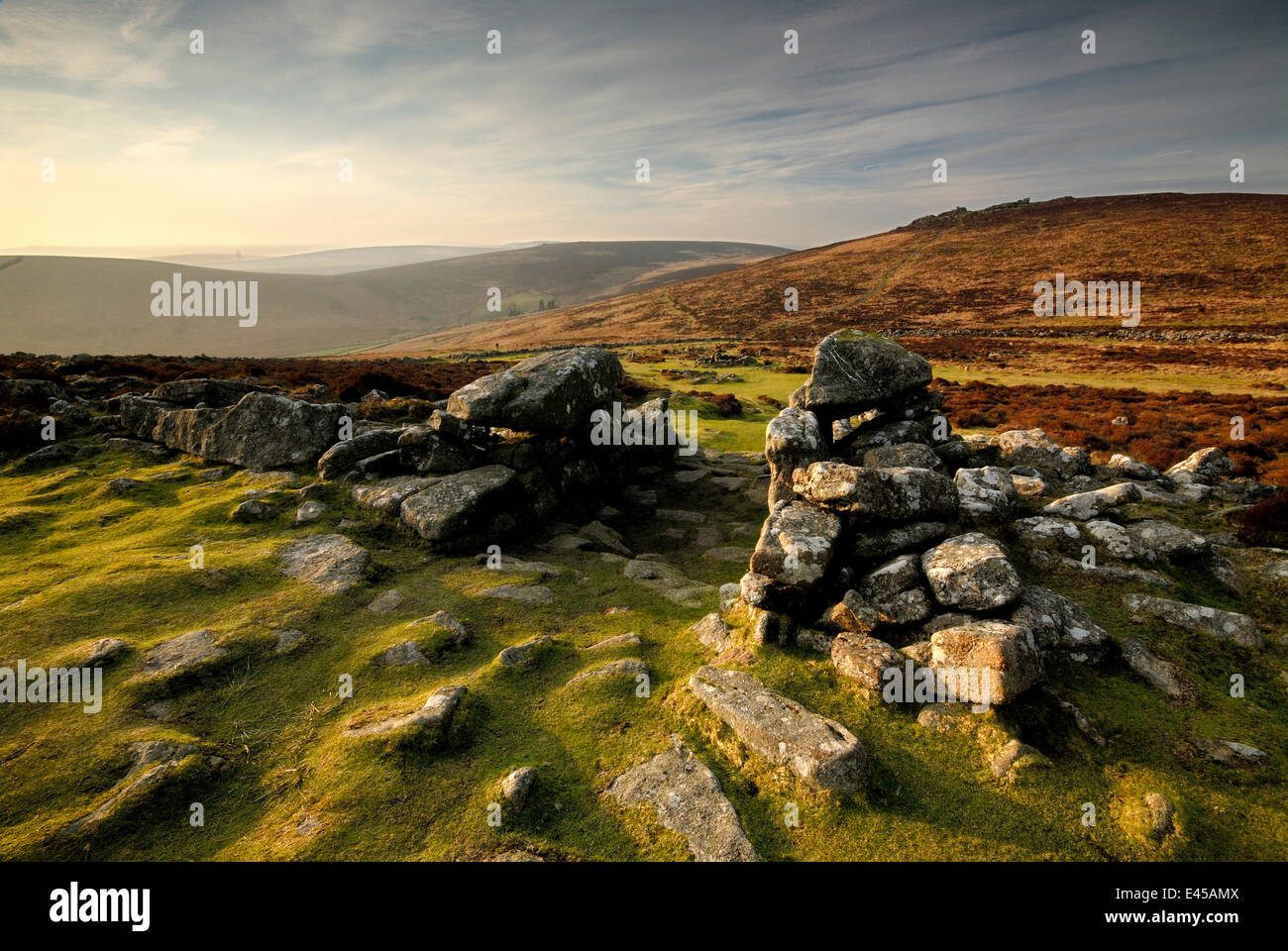 Bronze age settlement grimspound dartmoor hi-res stock photography and ...