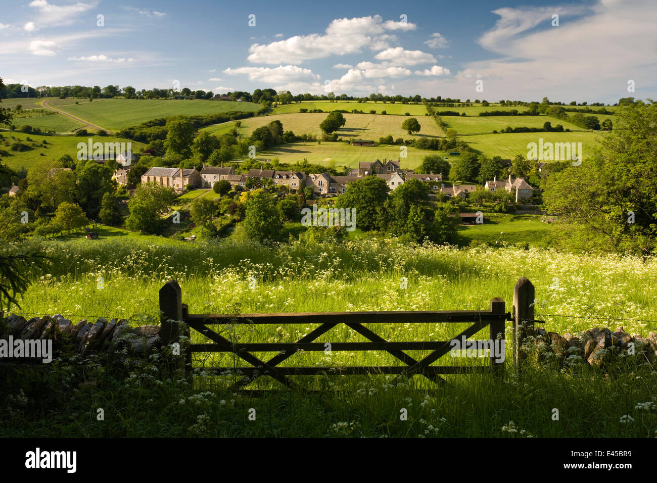 Gate into field looking towards Naunton, The Cotswolds, Gloucestershire ...