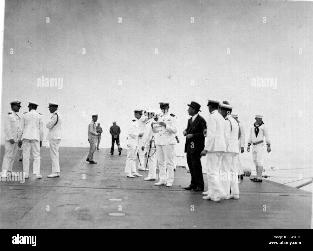 A historical photograph of Admiral Joseph M. 'Bull' Reeves on the USS ...