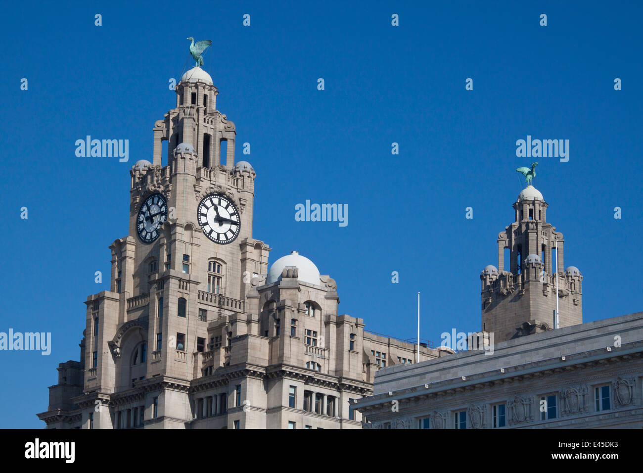 Skyscape of the Liver Building on Liverpool's waterfront, showing the ...