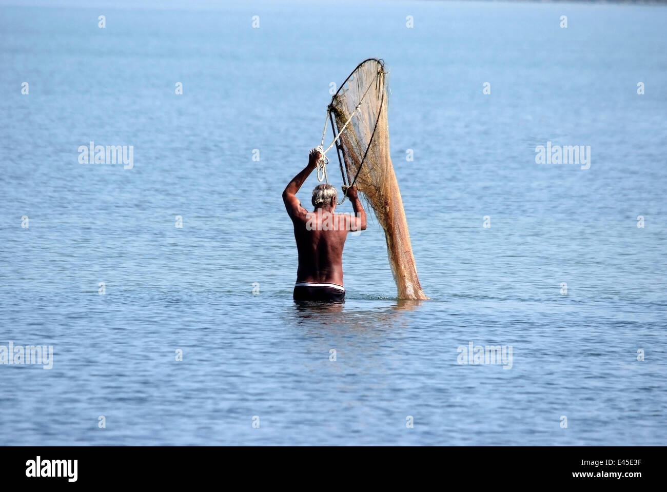 Burgas bay, Bulgaria. 3rd July, 2014. Bulgarian net fishing by hand for ...