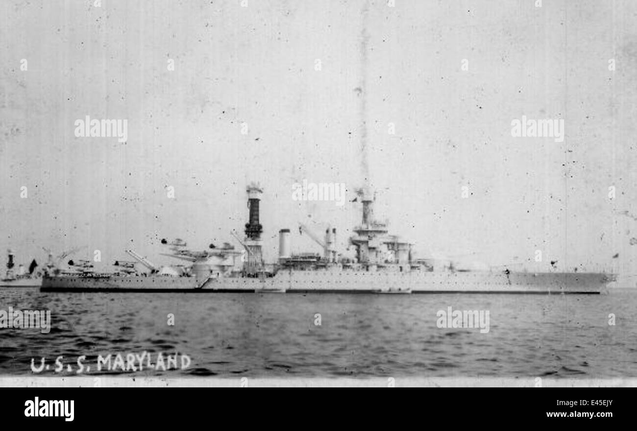 The USS Maryland (BB-46), a Colorado-class battleship, photographed in ...