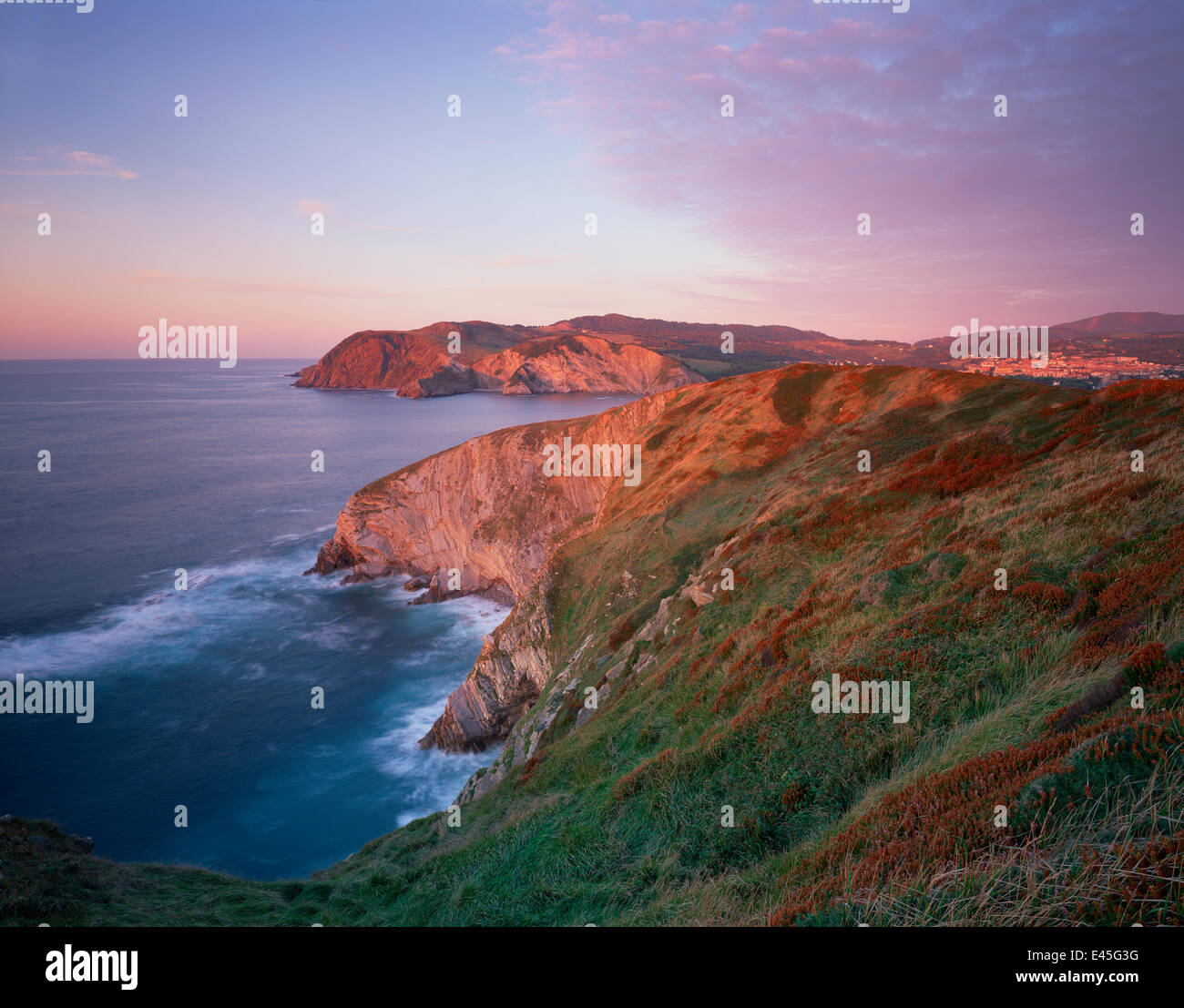 Coast near Barrika and Plentzia at sunset, Basque country, Bay of ...