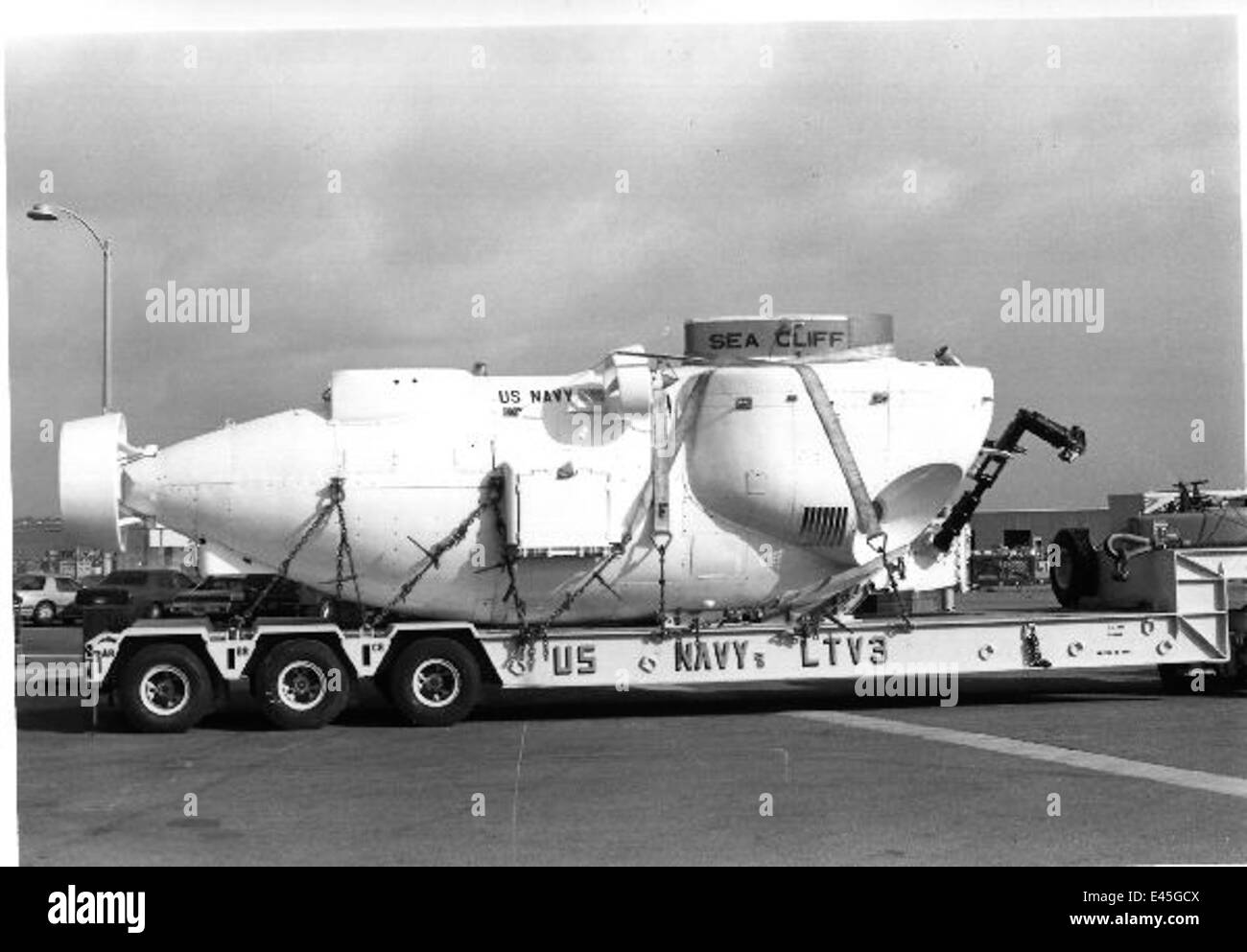 A photograph showing the Seacliff aircraft being transported on a ...