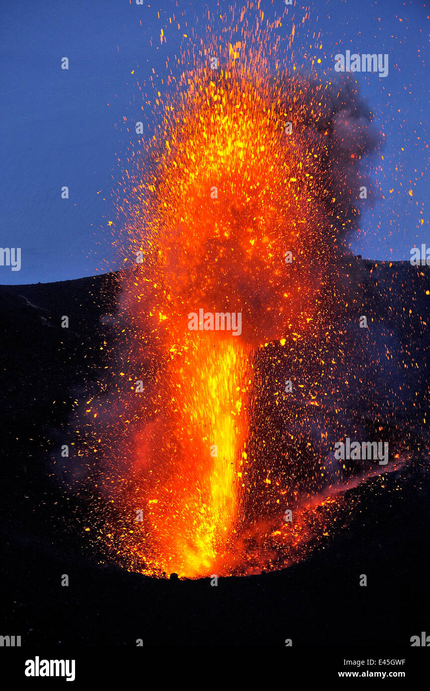 Eruption on Stromboli Volcano, Aeolian Islands, Italy, May 2009 Stock ...