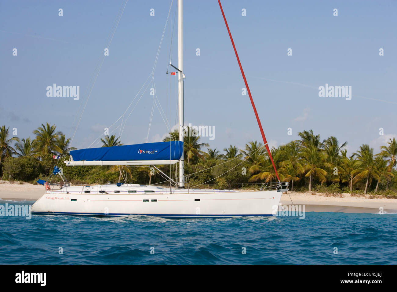 Sunsail yacht anchored in the British Virgin Islands, March 2006 ...