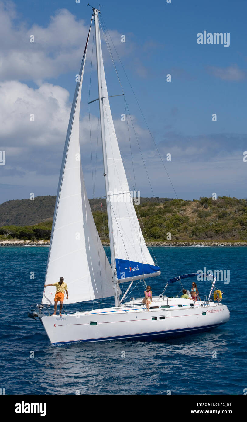 Sunsail yacht sailing in the British Virgin Islands, March 2006. Model ...