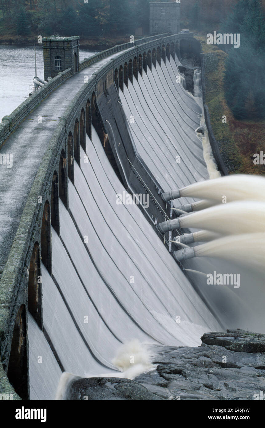 Outfall from hydroelectric Laggan Dam, Lochaber, Scotland, UK, February ...