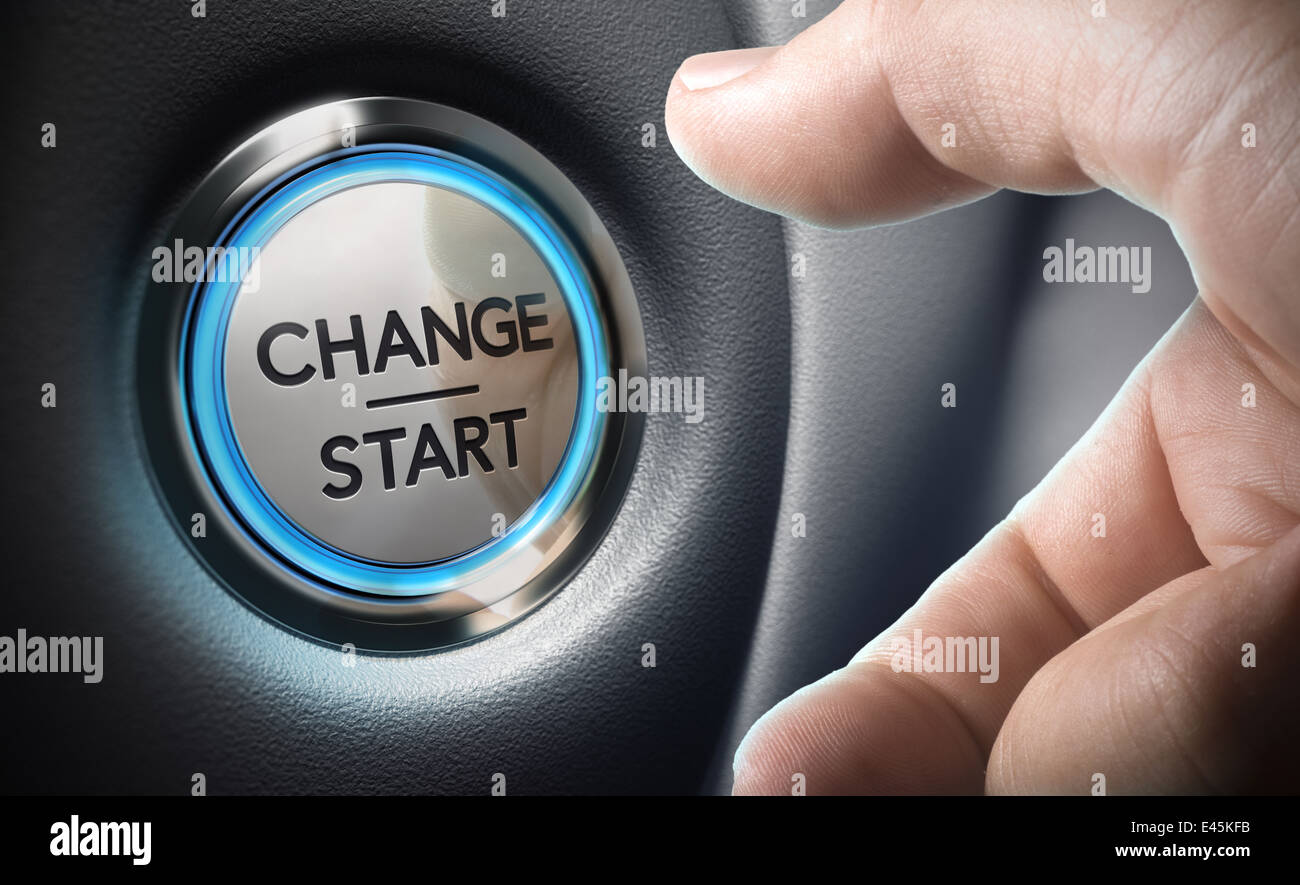 Change start button on a black dashboard background Stock Photo - Alamy