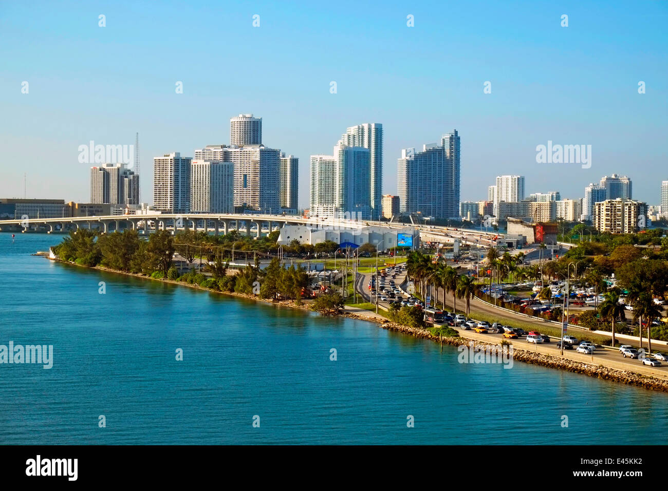 Traffic at Port of Miami Cruise Ship Docks Florida FL US Stock Photo ...