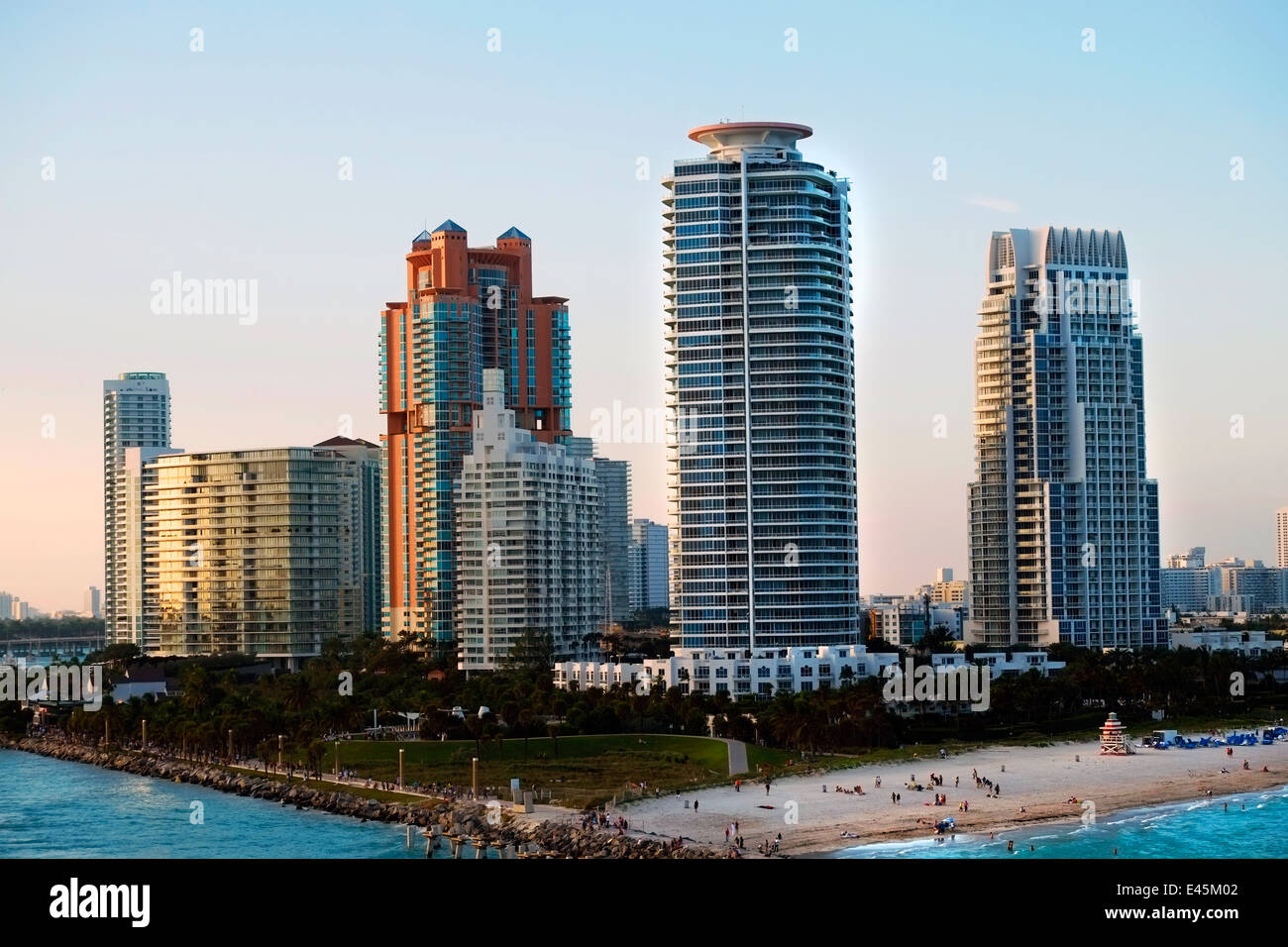 Miami Beach Skyline Port Cruise Ship Docks Florida FL US Stock Photo ...