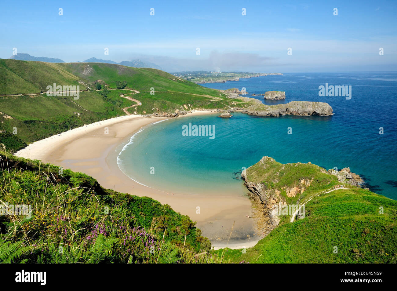 Torimbia beach, a popular beach for naturists, Near Llanes, Asturias ...