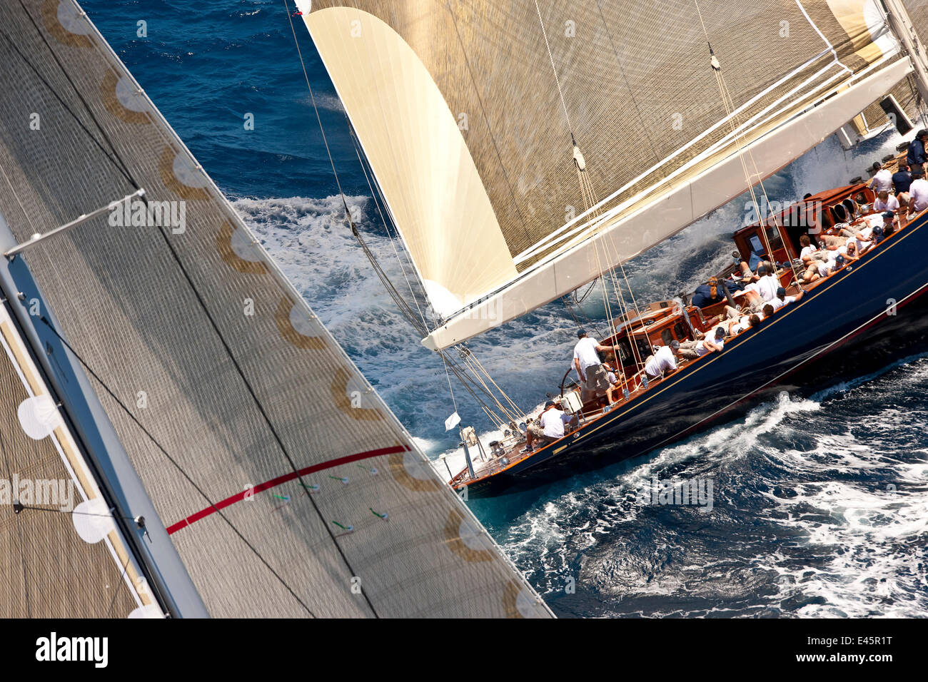 J-Class "Velsheda" leading another yacht at the Panerai Antigua Classic ...