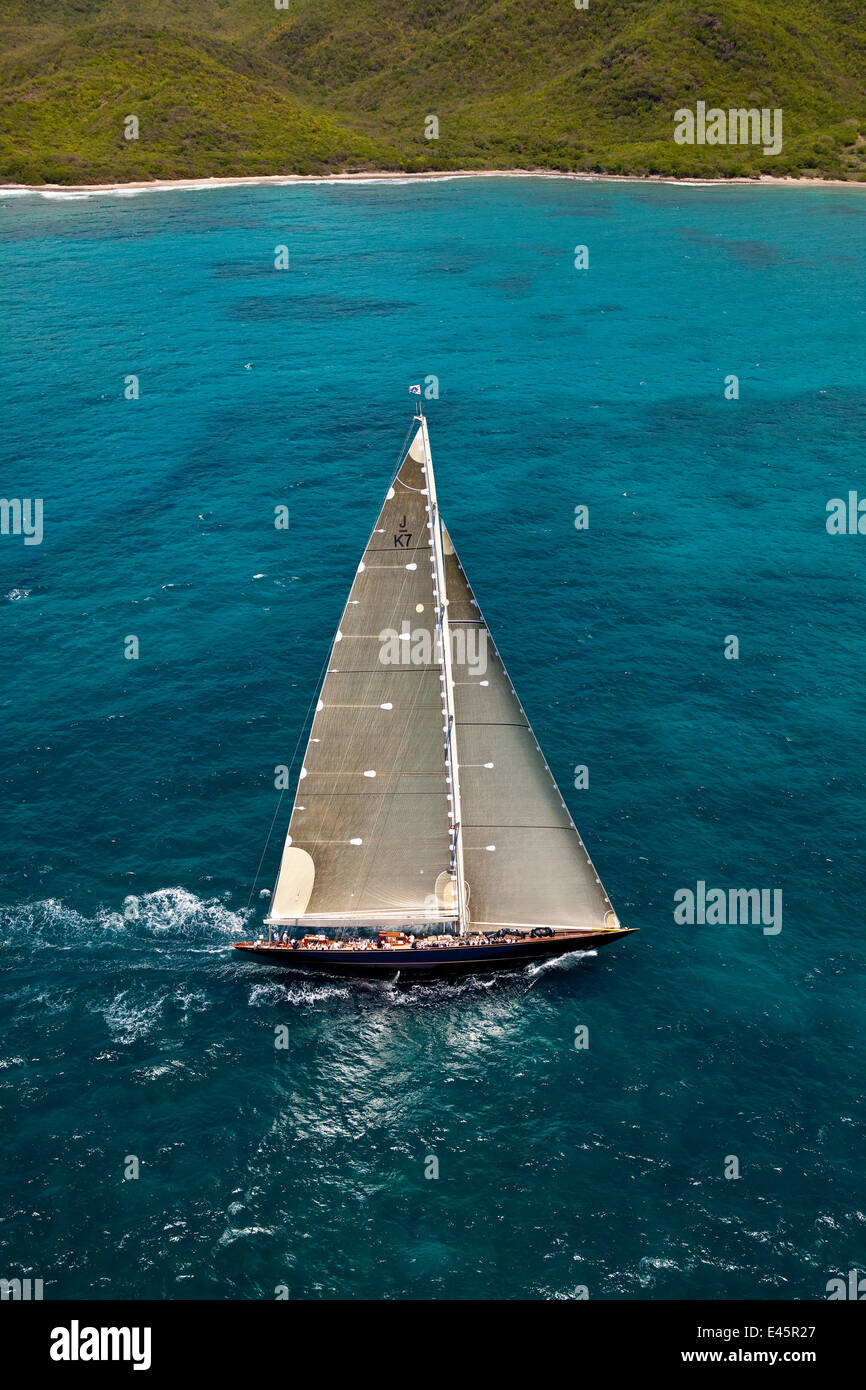J-Class "Velsheda" sailing at the Panerai Antigua Classic Yacht Regatta ...