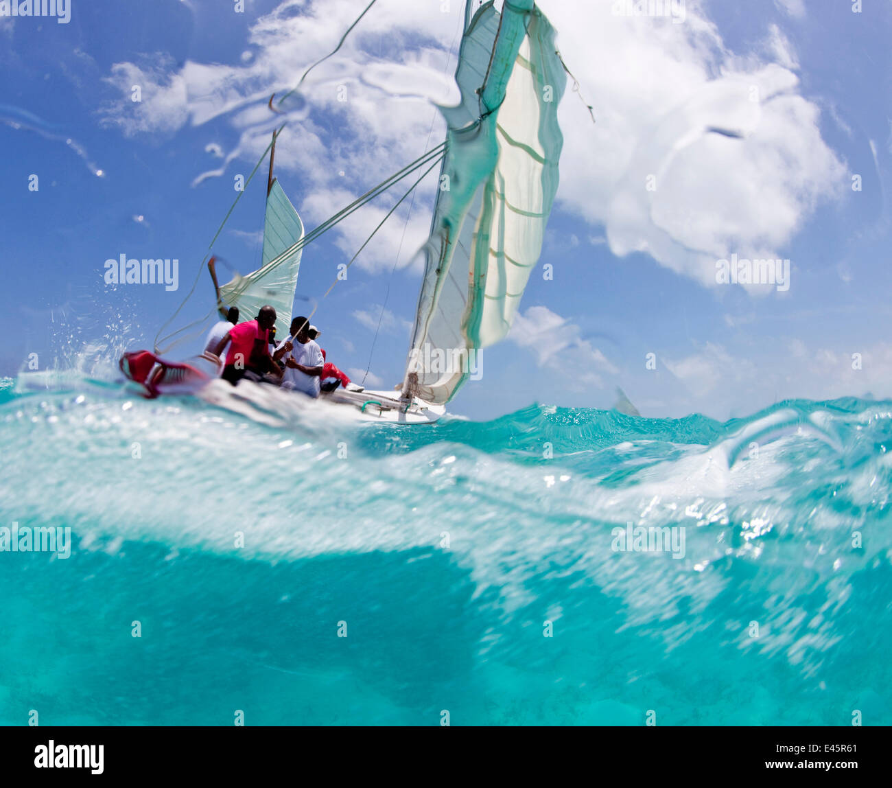 Sailing-boat during the Bahamian Sloop regatta, Georgetown, Exumas ...