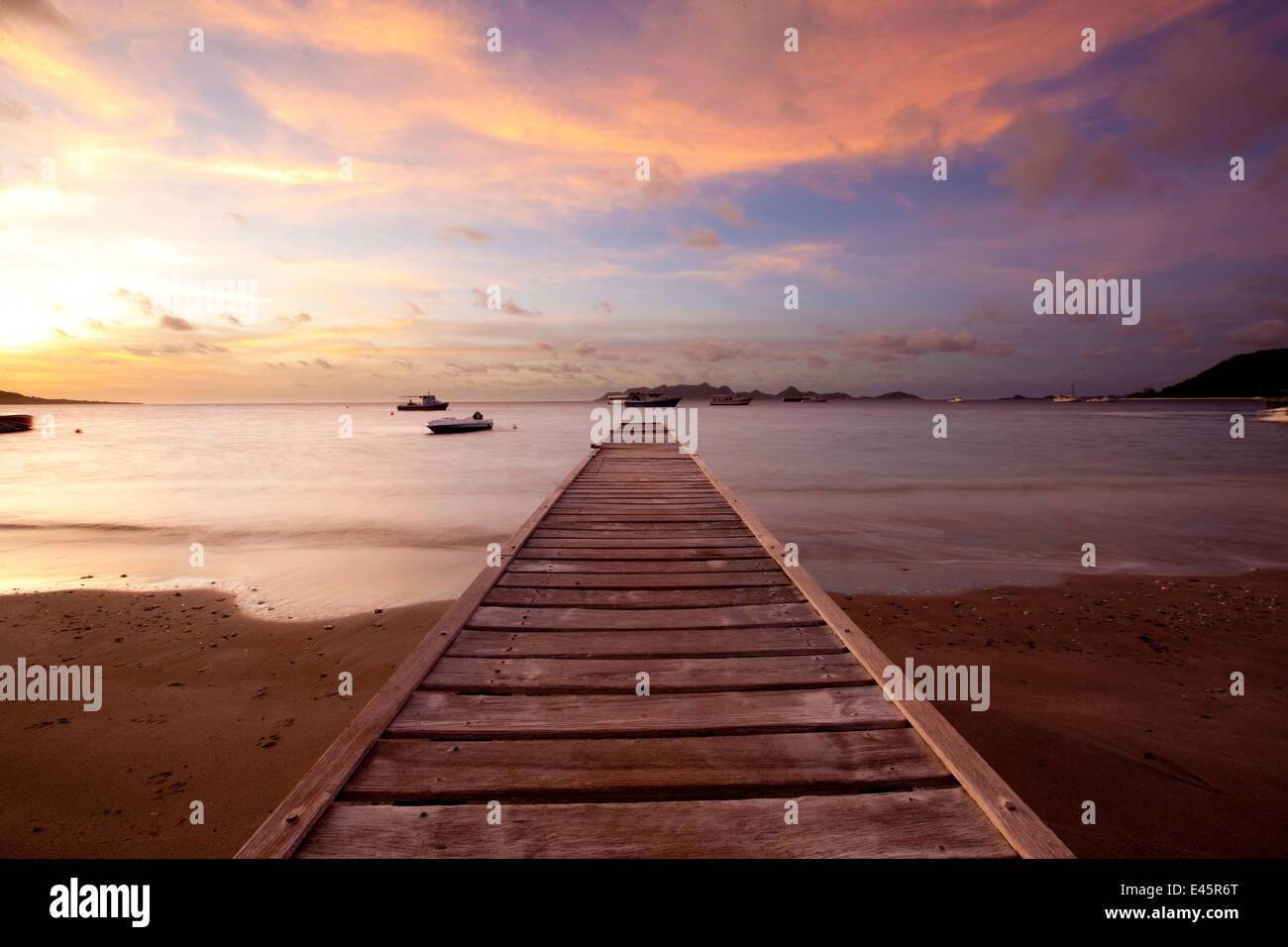 Pontoon at sunset in the Grenadines, Caribbean. February 2010 Stock ...