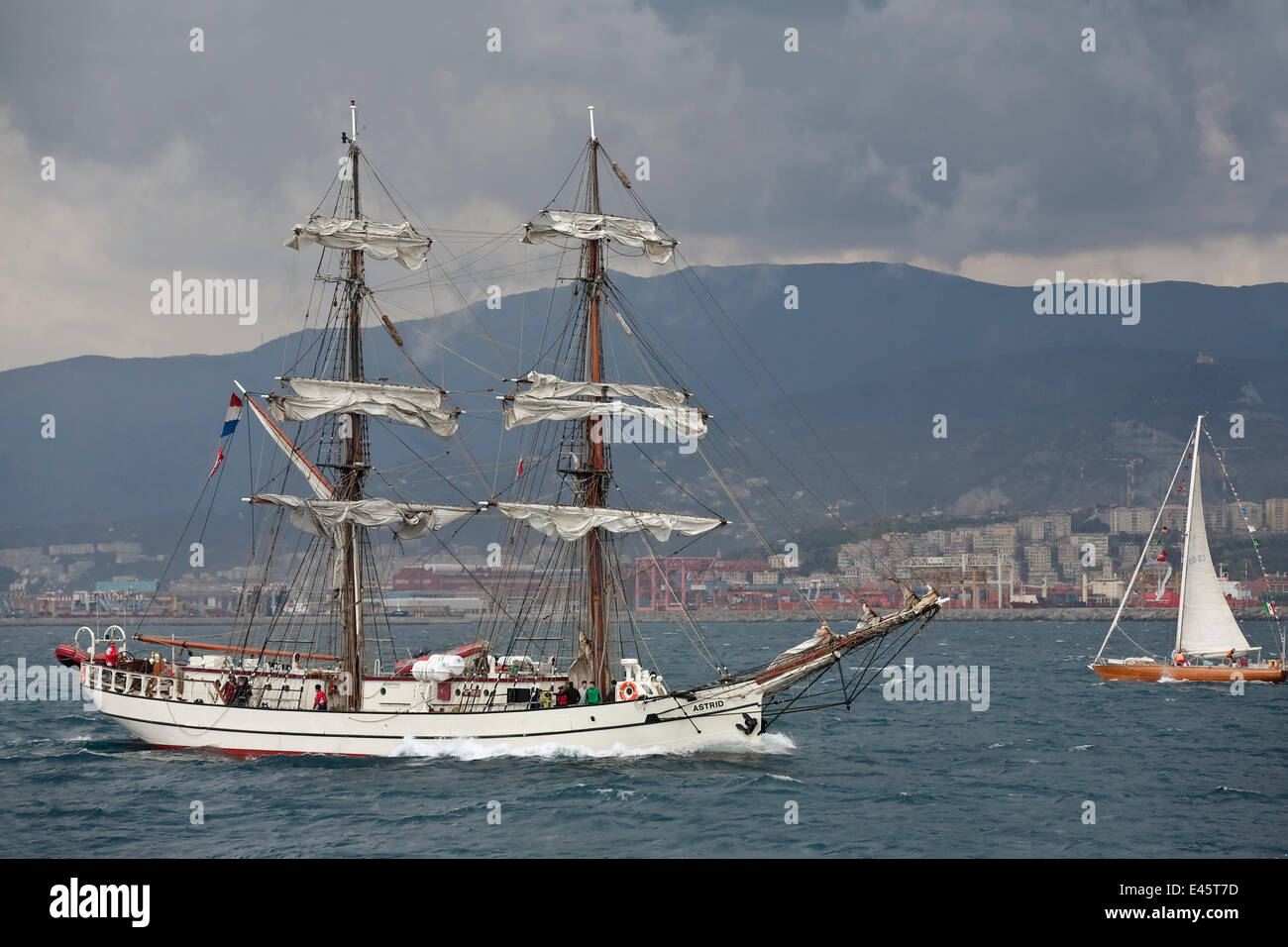 Dutch brig "Astrid" in the harbour. Garibaldi Tall Ship Regatta, Genoa ...
