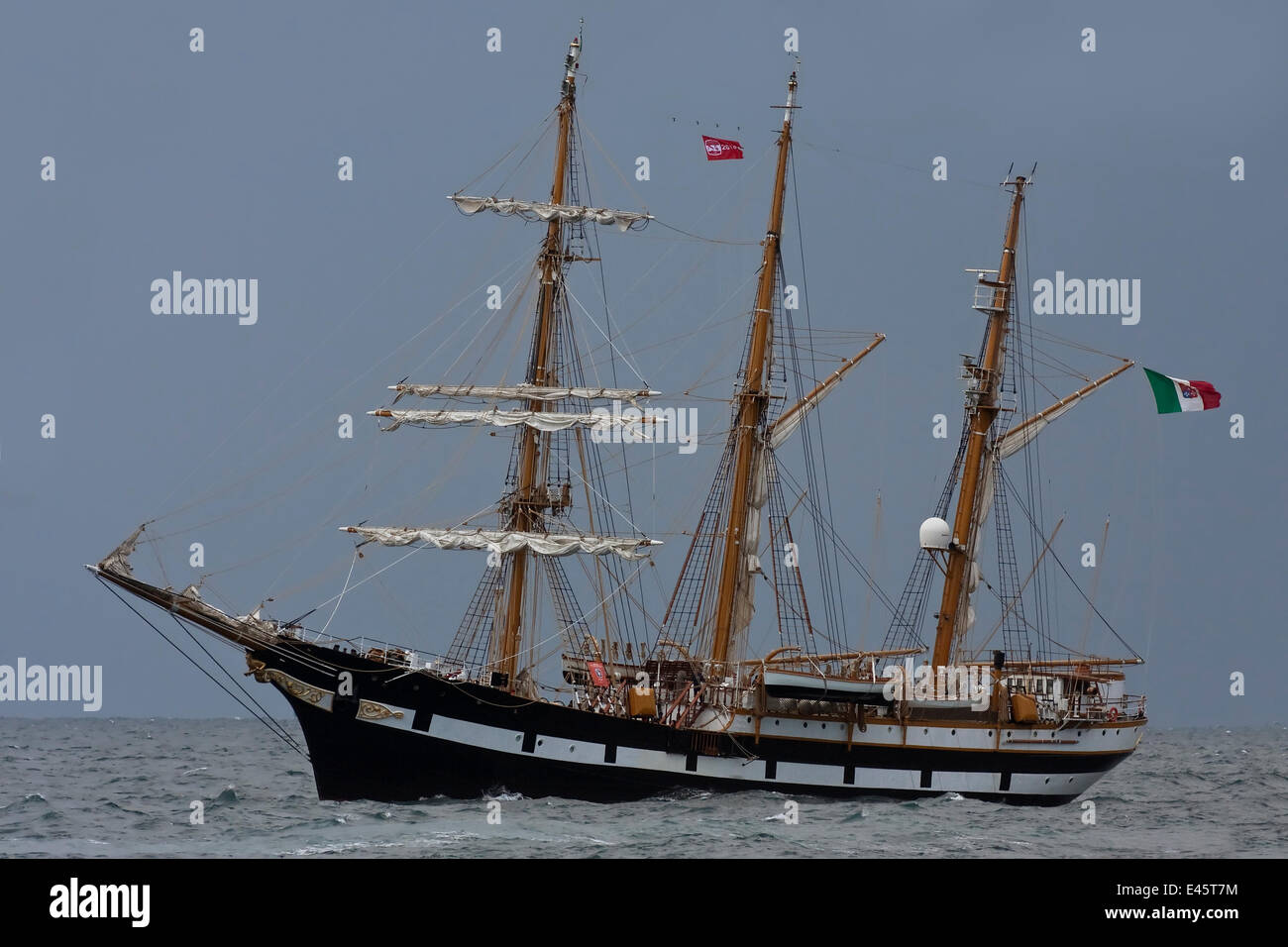 Three masted barquentine schooner "Palinuro", a training ship of the ...