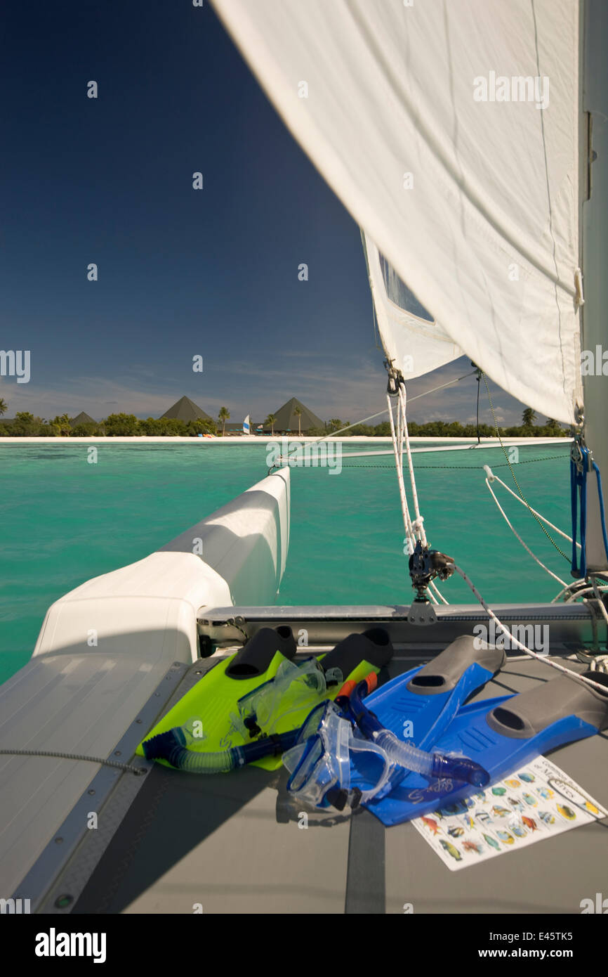 Water sports activities, sailboarding and catamaran sailing at the ...