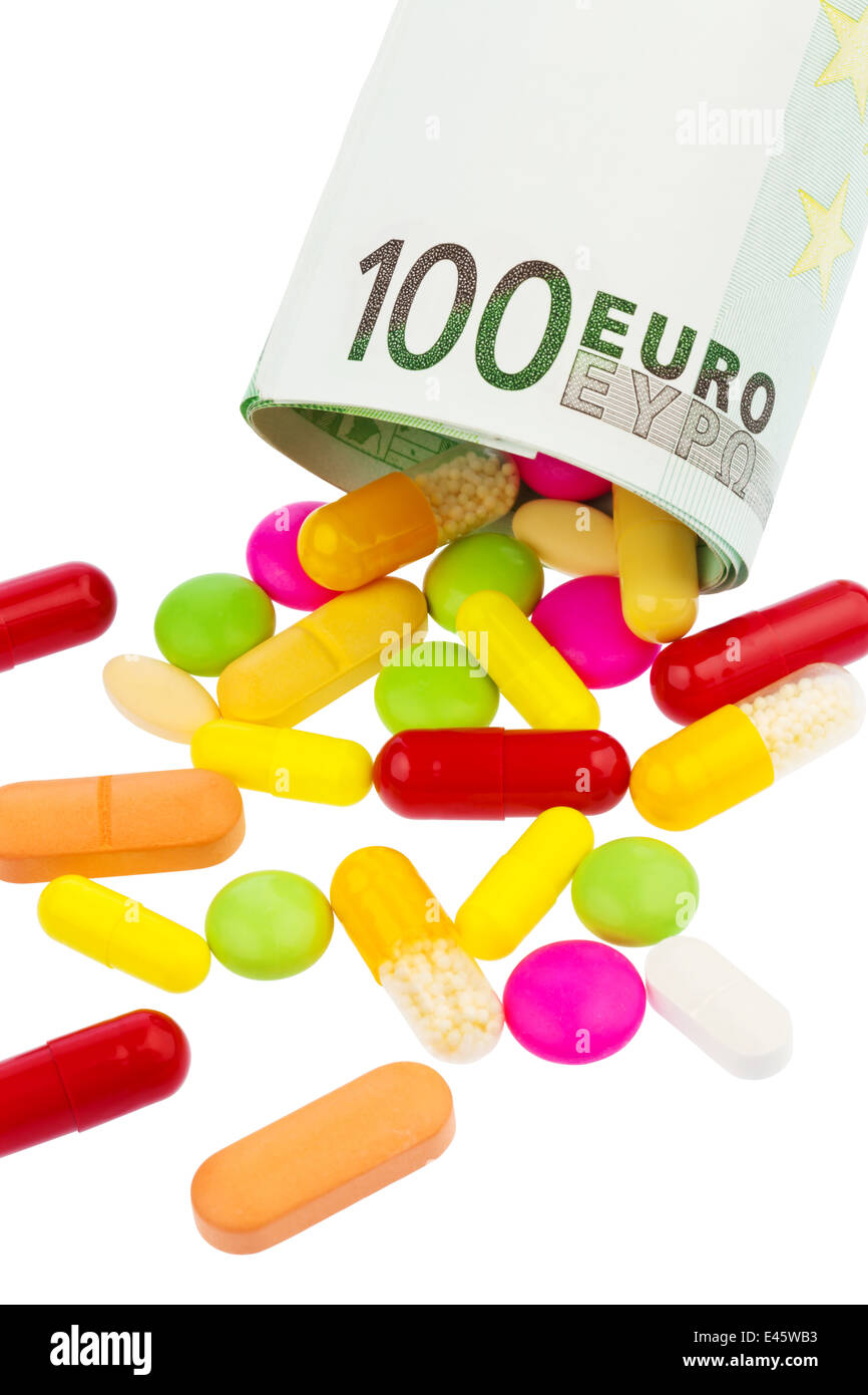 100 € note and tablets on white background Stock Photo - Alamy