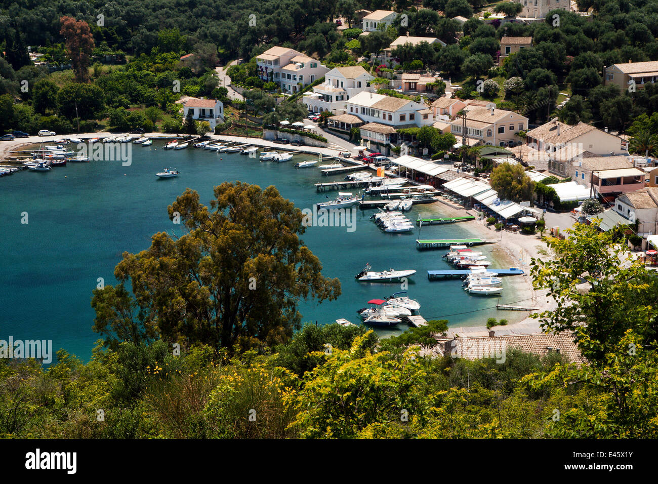 Aerial view of San Stefanos Bay, Corfu, Greece, June 2010 Stock Photo ...