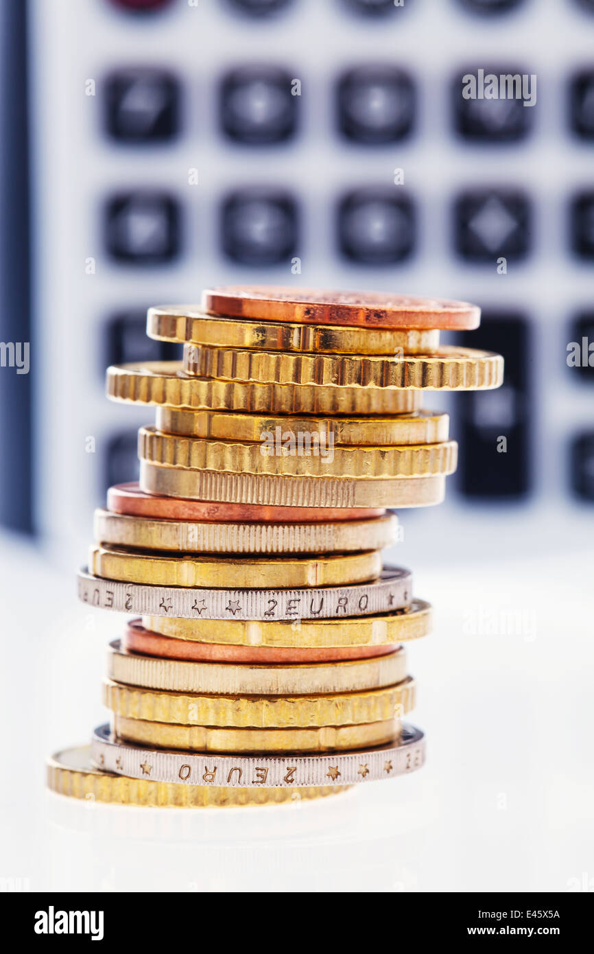 A stack of coins of euro cents. Isolated on white background Stock ...