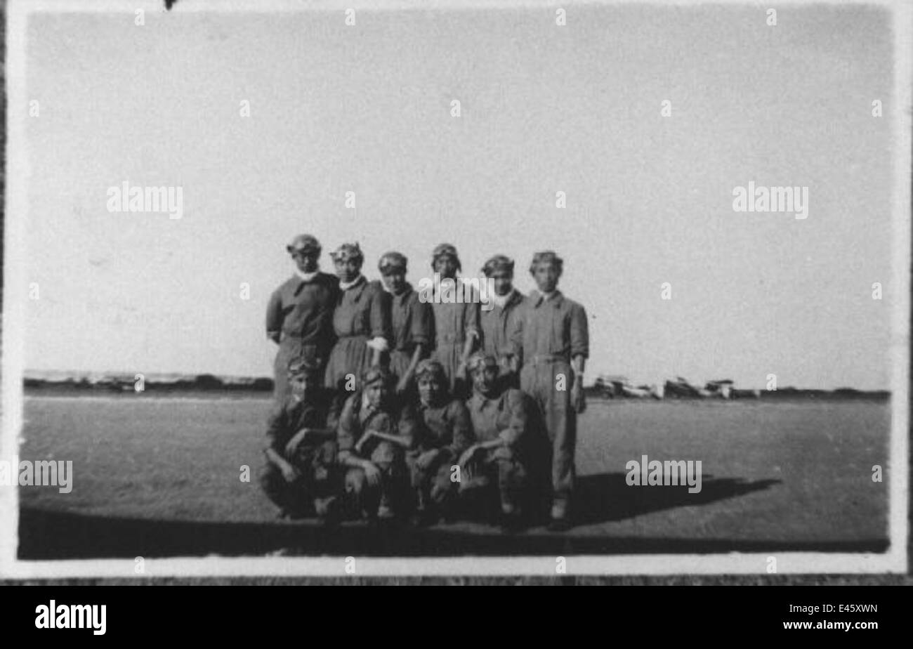 A photograph of Chinese pilots in flight gear, likely from the Chinese ...