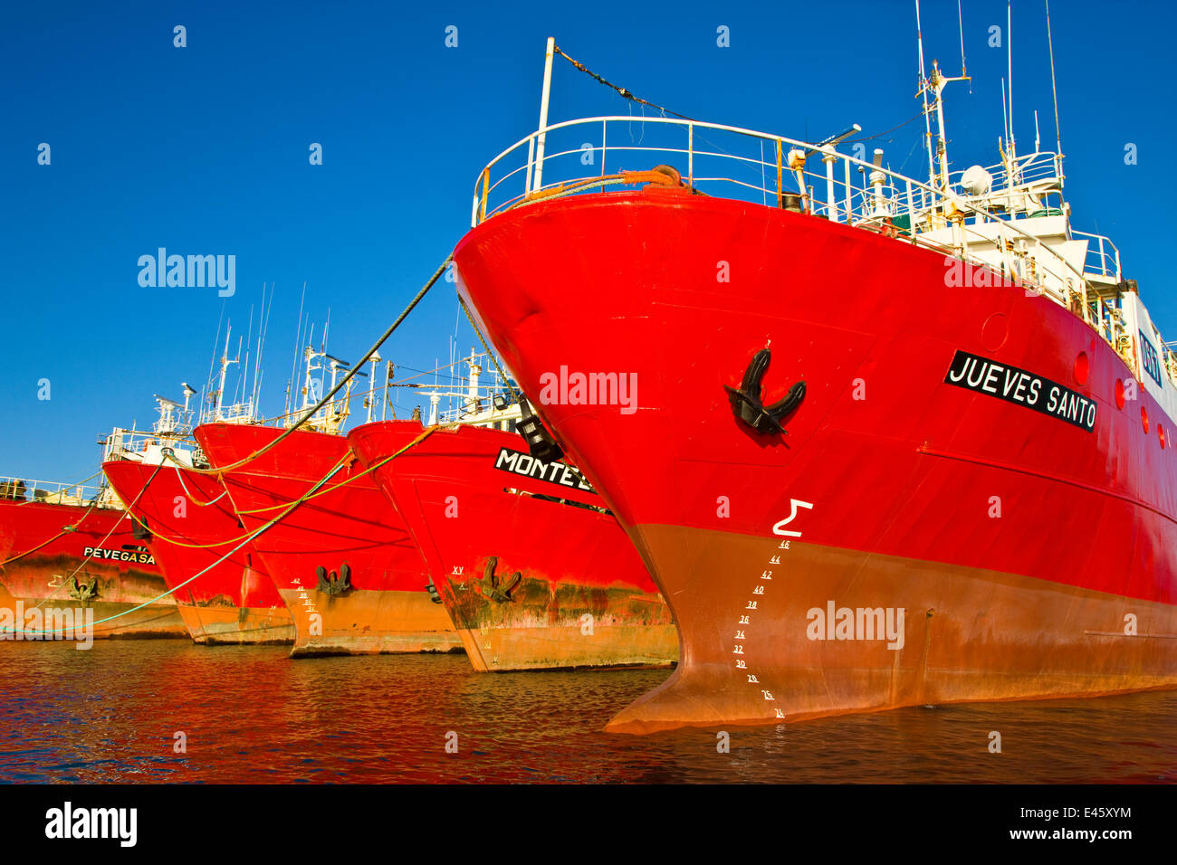 Fishing boats on the Deseado River. Puerto Deseado, Patagonia ...