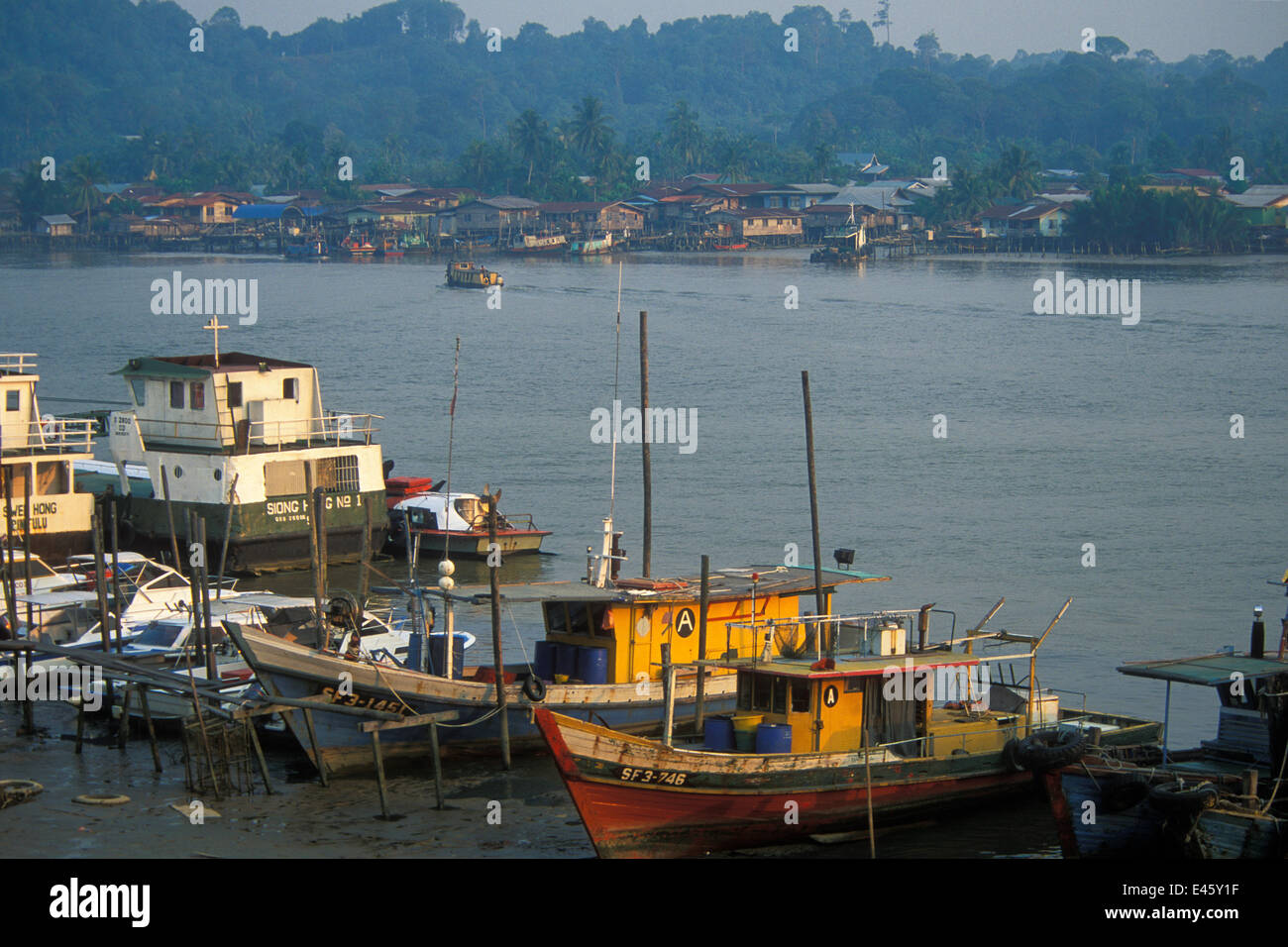 Town of Bintulu on the Rejang river, Borneo, Sarawak, Malaysia Stock ...