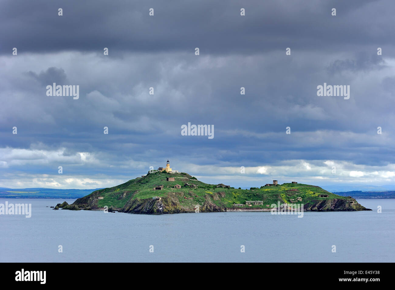 Inchkeith Lighthouse on an island in the Firth of Forth, Edinburgh ...