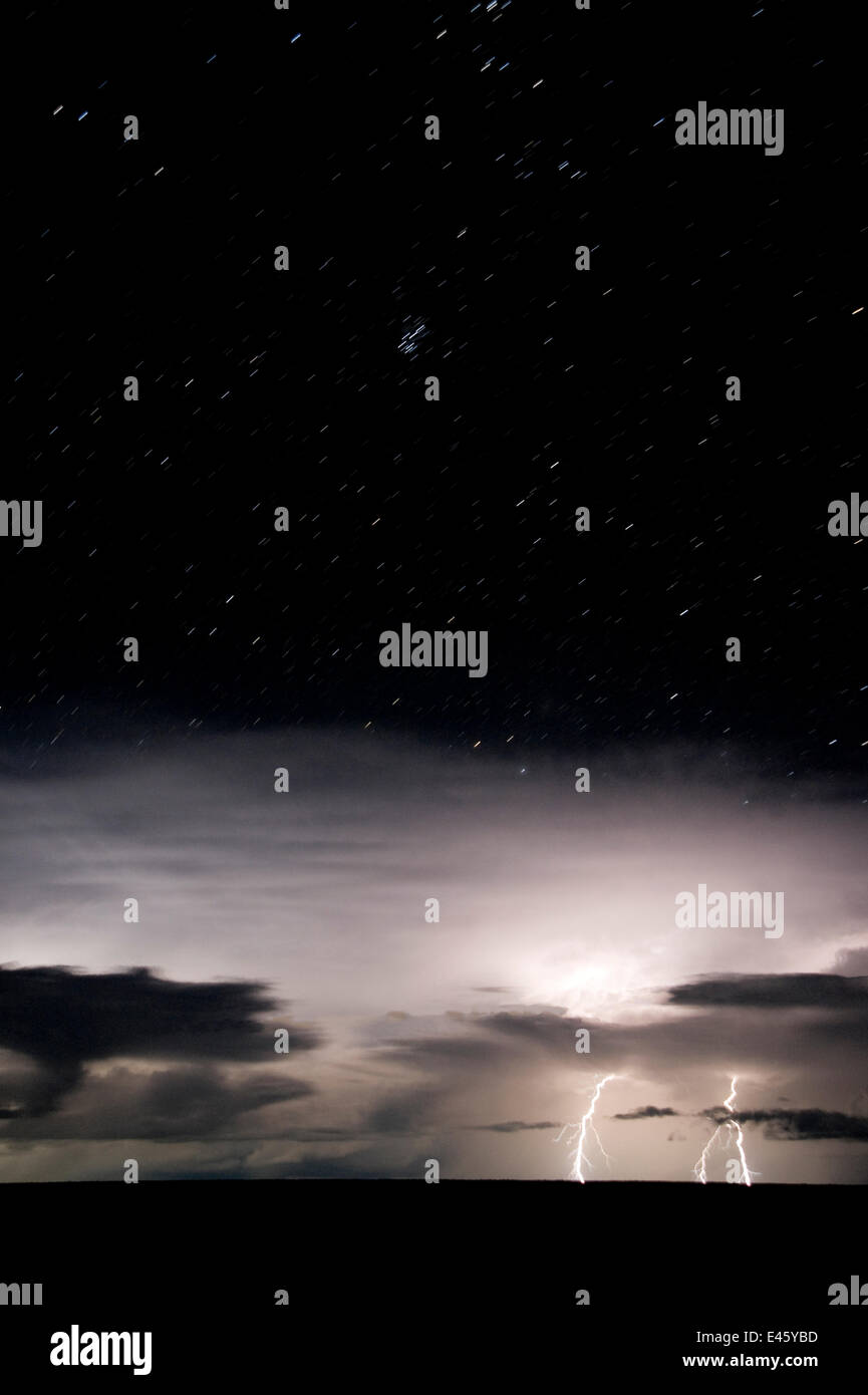 Lightning storm over the Australian outback at dusk. Queensland ...