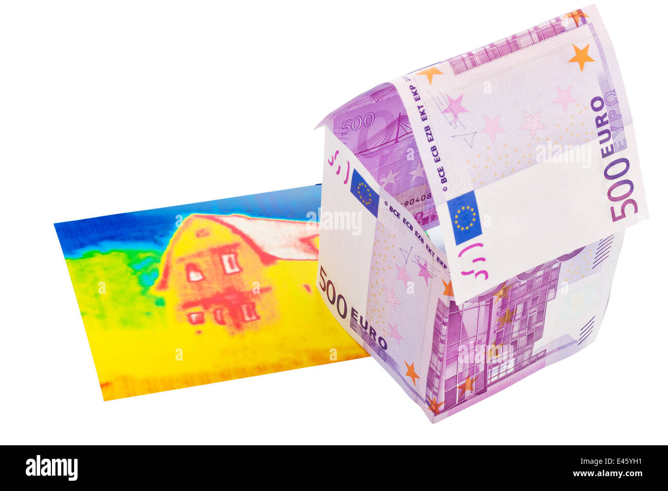 A house built from Euro notes and an infrared image. Building society ...