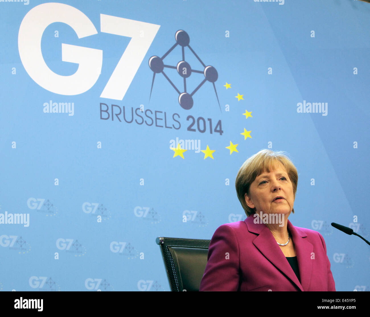 german Chancellor, Angela Merkel giving press conference at G7 SUMMIT ...