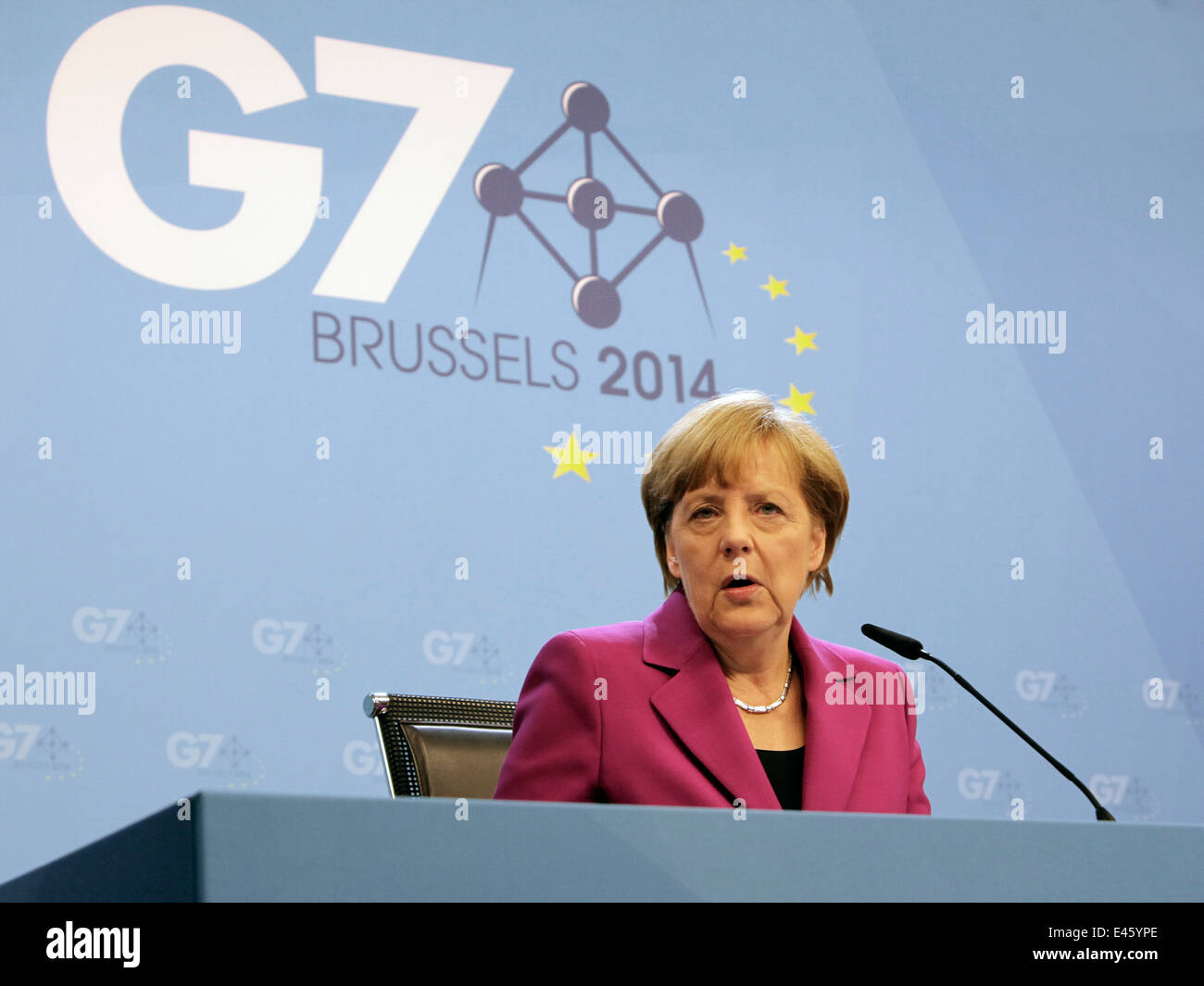 German Chancellor, Angela Merkel giving press conference at G7 SUMMIT ...
