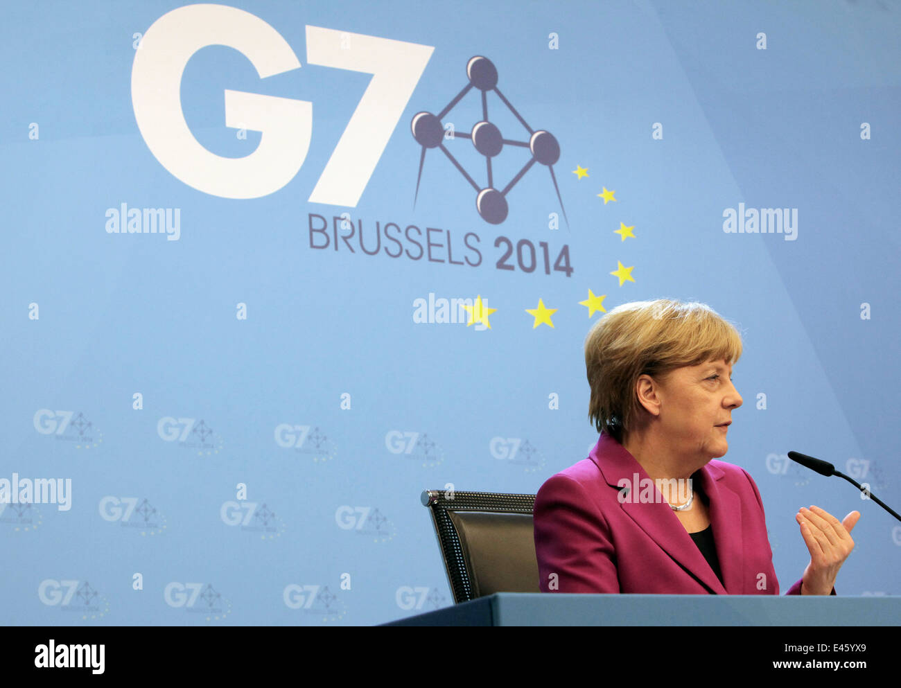 German Chancellor, Angela Merkel giving press conference at G7 SUMMIT ...