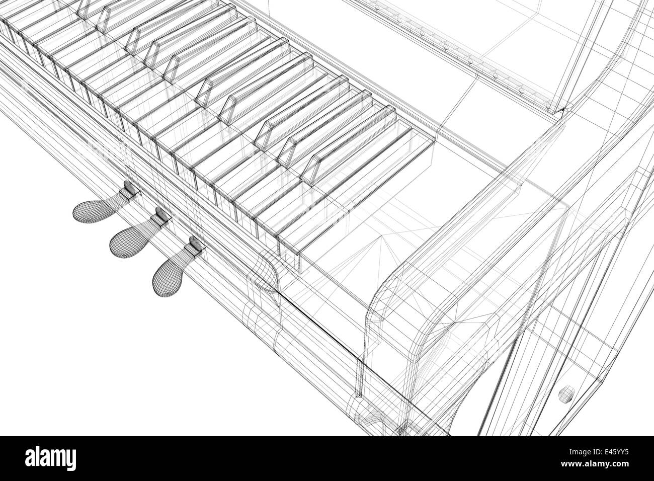 Antique Piano with path, 3D model body structure, wire model Stock ...