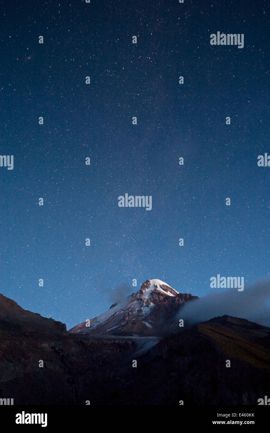 Southern slope of Mount Kazbek / Mkinvartsveri and Gergeti glacier in ...
