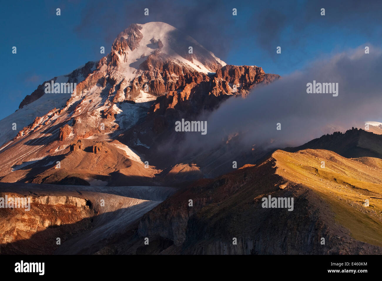 Southern slope of Mount Kazbek/Mkinvartsveri (5,033m/16,512ft) and ...