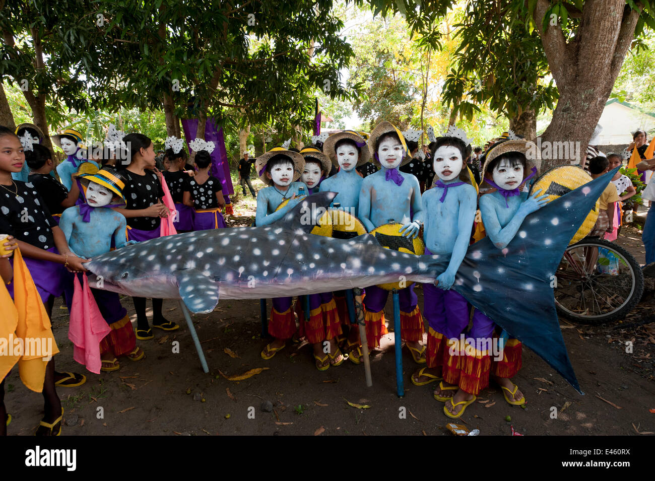 Local children with whale shark model at the Butanding Whale Shark ...