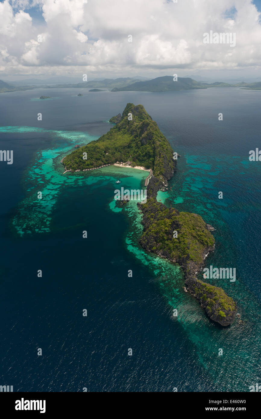 Aerial view of Apulit Island Tourist Resort, Palawan, Philippines, May ...