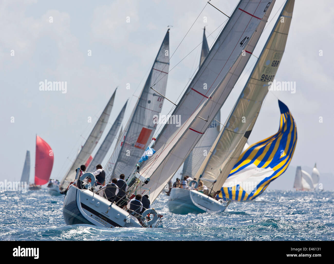 Fleet racing in the sun during the Heineken Regatta, St Martin ...