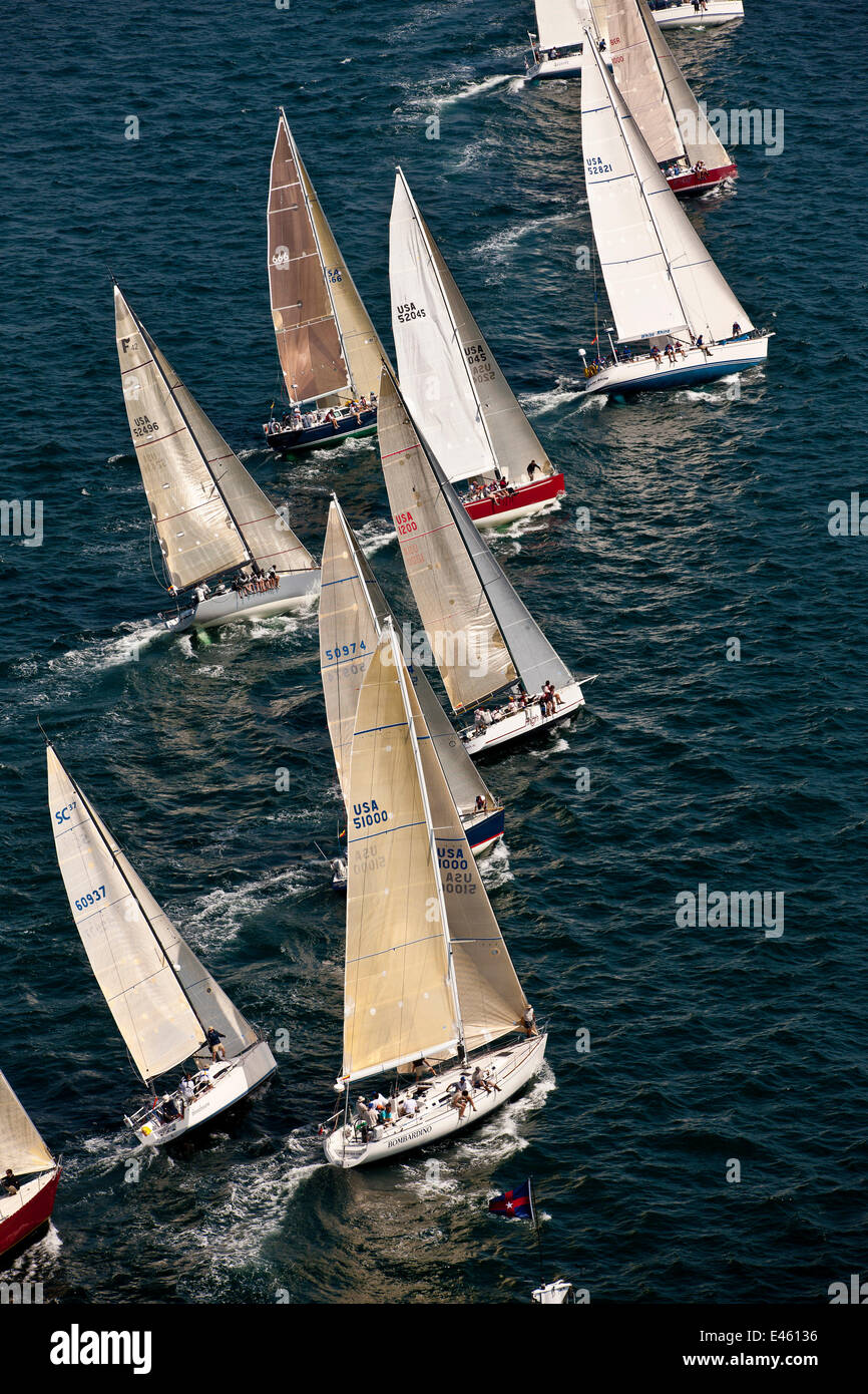 Fleet beginning the Newport-Bermuda Race, Rhode Island, USA, June 2010 ...