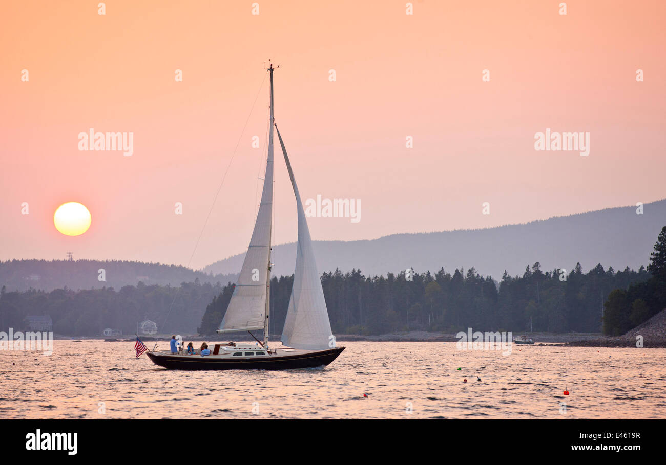 Morris 42 extend coach house yacht cruising off Rhode Island at sunset ...