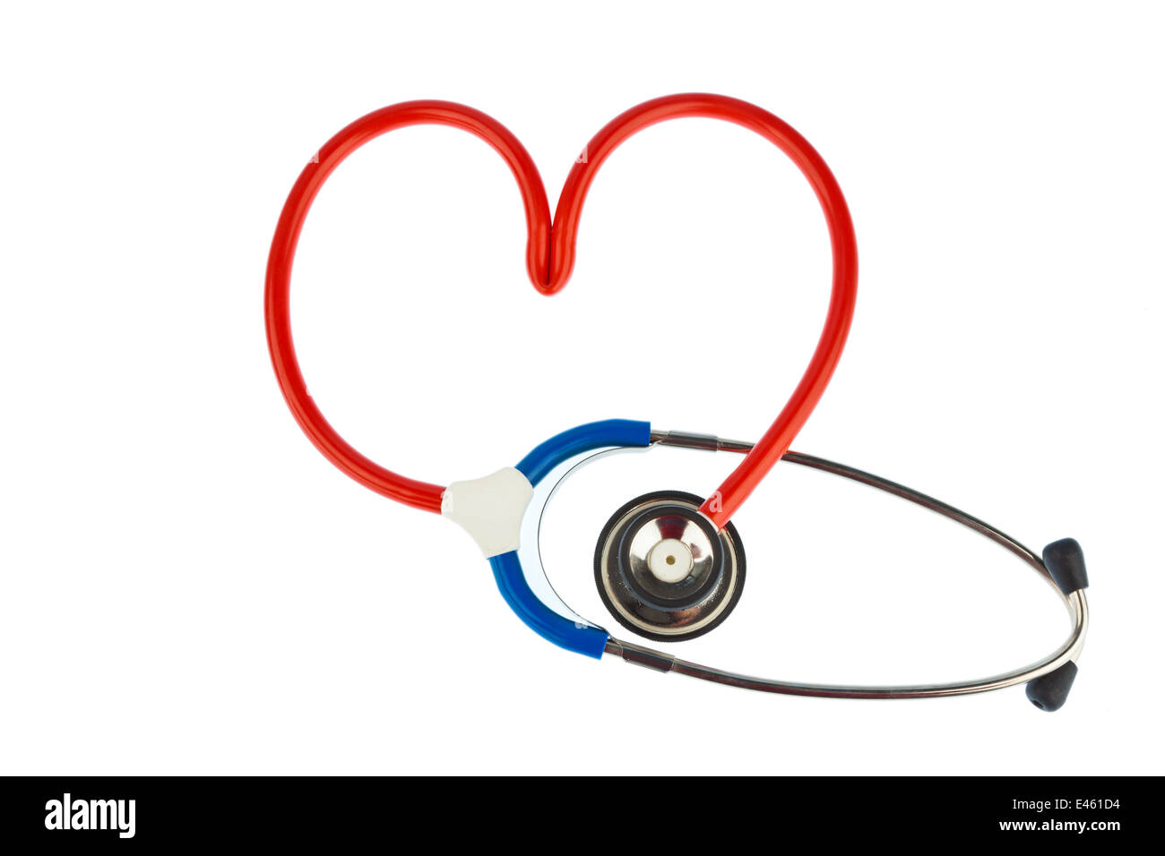 A heart-shaped stethoscope. Symbolic photo for heart disease and heart ...